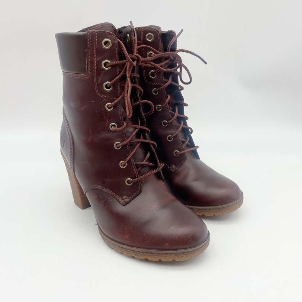 Timberland Ladies 6 Glancy Brown Leather Heels Lace-U… - Gem